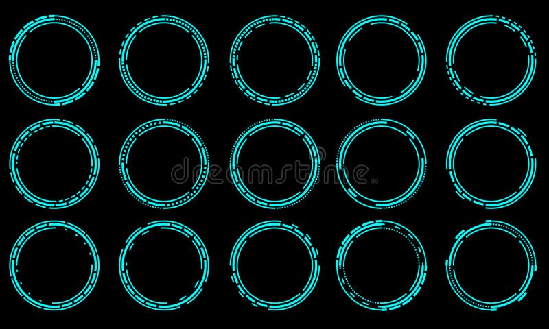 Set of Sci Fi Blue Circle User Interface Elements Technology Futuristic ...