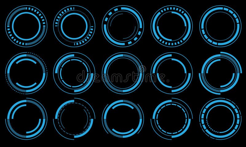 Set of Sci Fi Blue Circle User Interface Elements Technology Futuristic ...