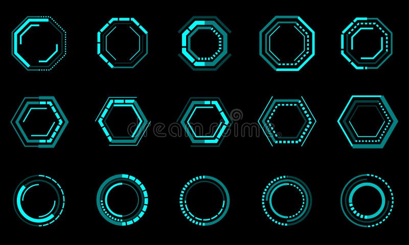 Set of Sci Fi Blue Geometric User Interface Elements Technology ...