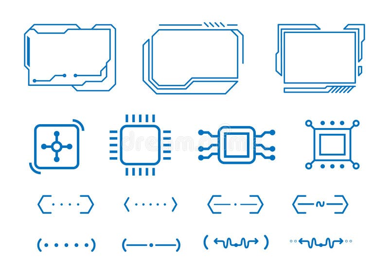 Set of Sci Fi Ui Hud Web Futuristic Elements Modern Icons on the Topic ...