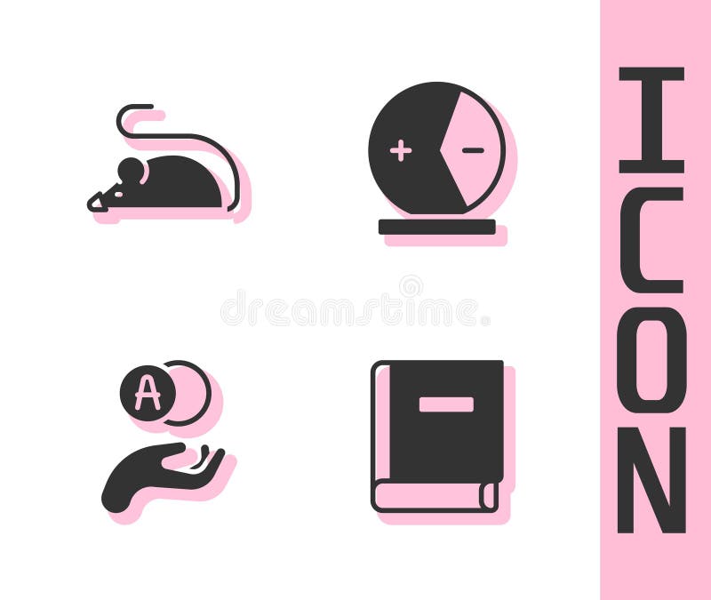 Set Science Book, Experimental Mouse, Atom and Icon. Vector Stock ...