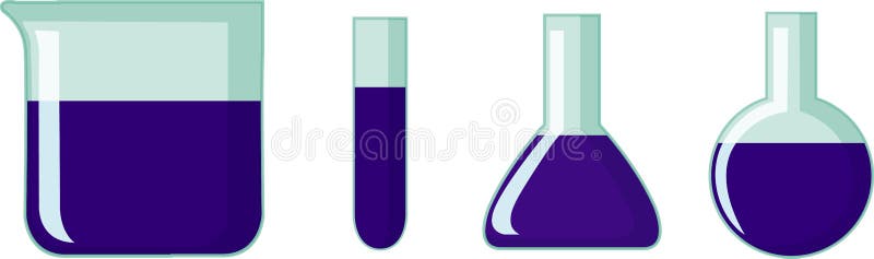 Set of Science Containers with Blue Liquid Inside Stock Illustration ...