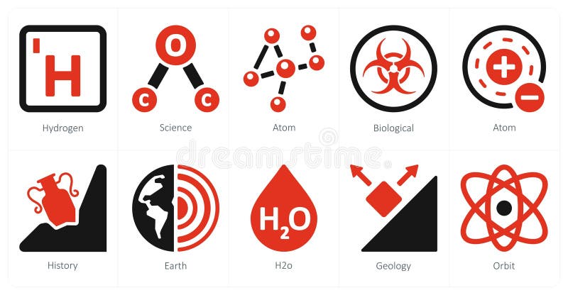 A Set of 10 Science and Experiment Icons As Hydrogen, Science, Atom ...