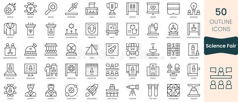 Set of Science Fair Icons. Thin Linear Style Icons Pack Stock Vector ...