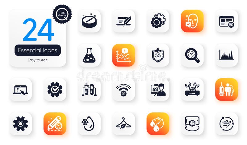 Set of Science Flat Icons. Chemistry Beaker, Augmented Reality and ...