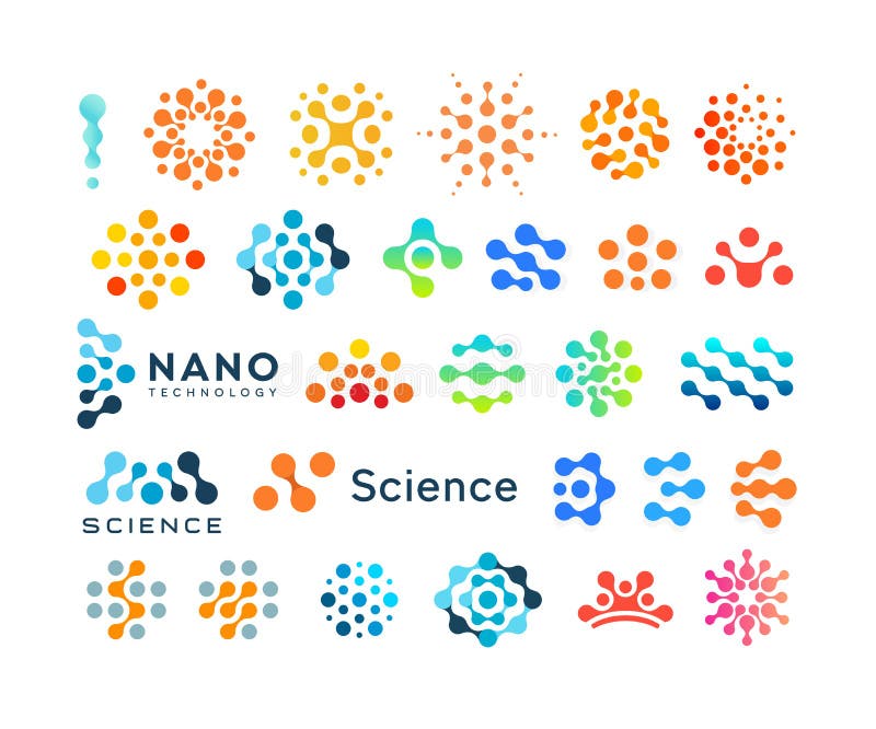 Set of Science Logo Templates, Creative Dotted Logotypes, Modern ...