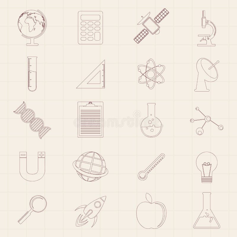 Set of Science Signs and Symbols. Stock Illustration - Illustration of ...