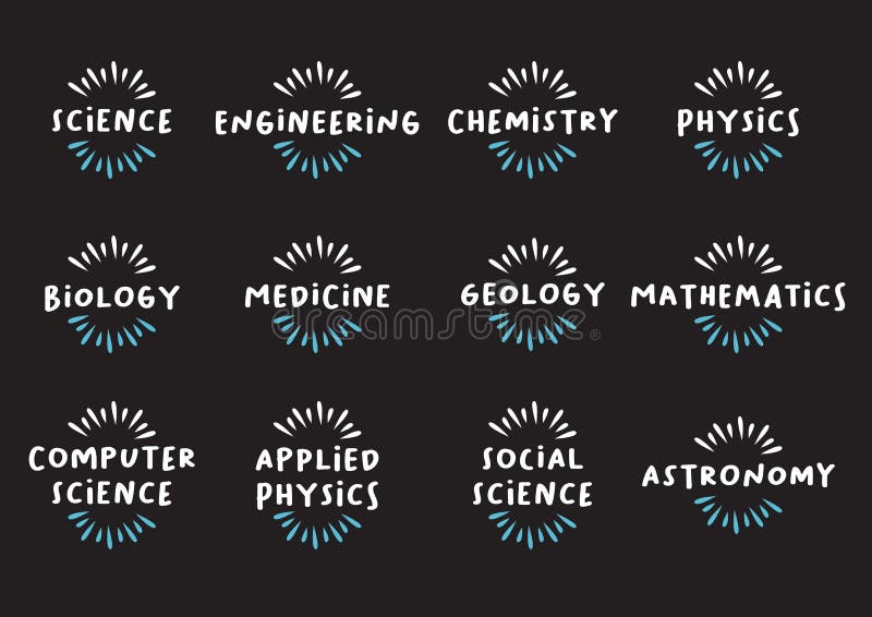 Set of Science Subjects Icon Titles Stock Vector - Illustration of logo ...