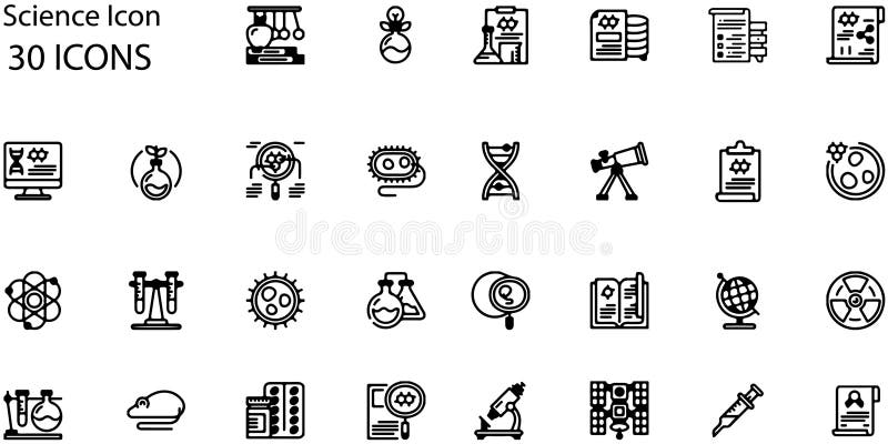 Set of Science Icons. Line Art Style Icons Bundle. Vector Illustration ...