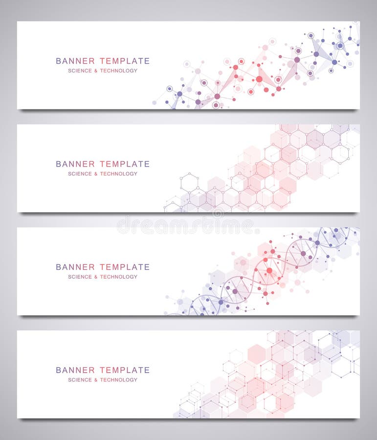 Vector Banners and Headers for Site with DNA Strand and Molecular ...