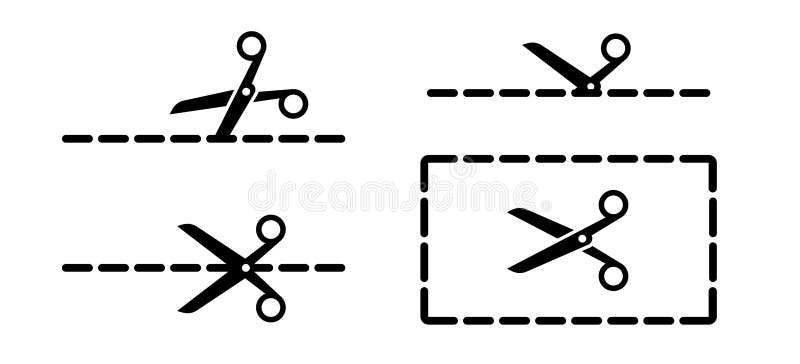 Set of Scissor Icons and Cut Lines Stock Vector - Illustration of ...