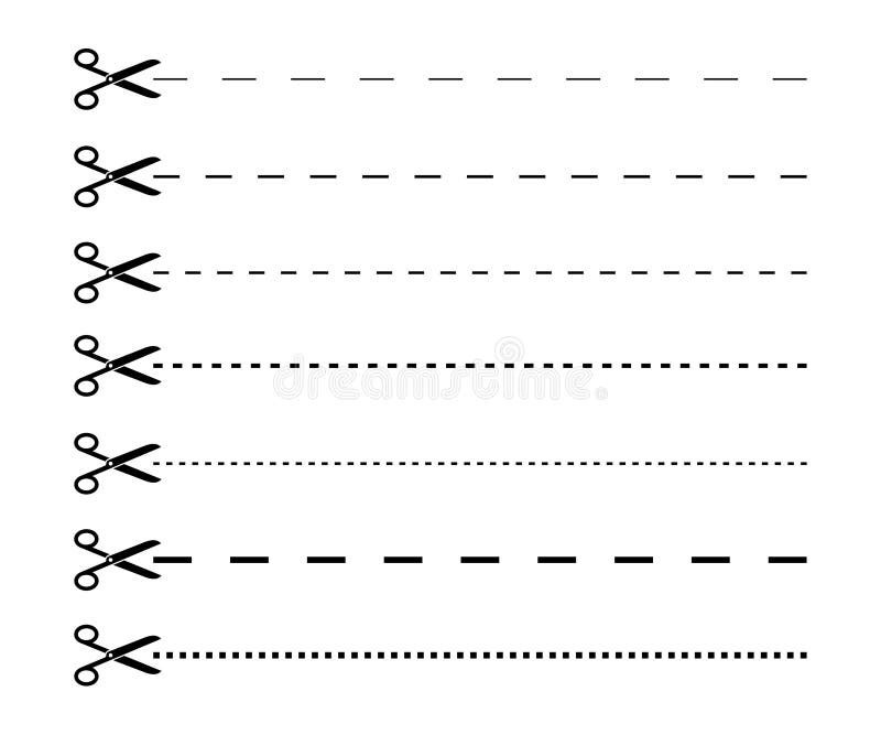 Set of Scissors with Cut Lines. Black Scissors Cutting Vector Icons ...