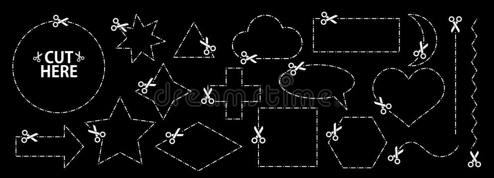 Set of Scissors with Cut Lines. Vector Collection of Speech Bubble ...