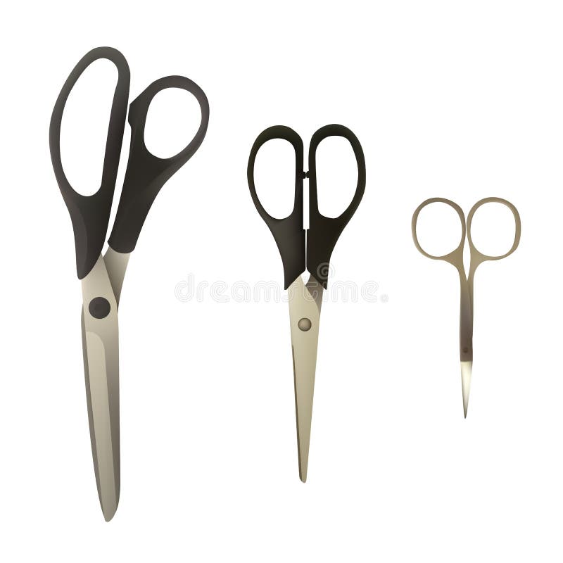 A Set of Scissors of Different Types. Stock Vector - Illustration of ...