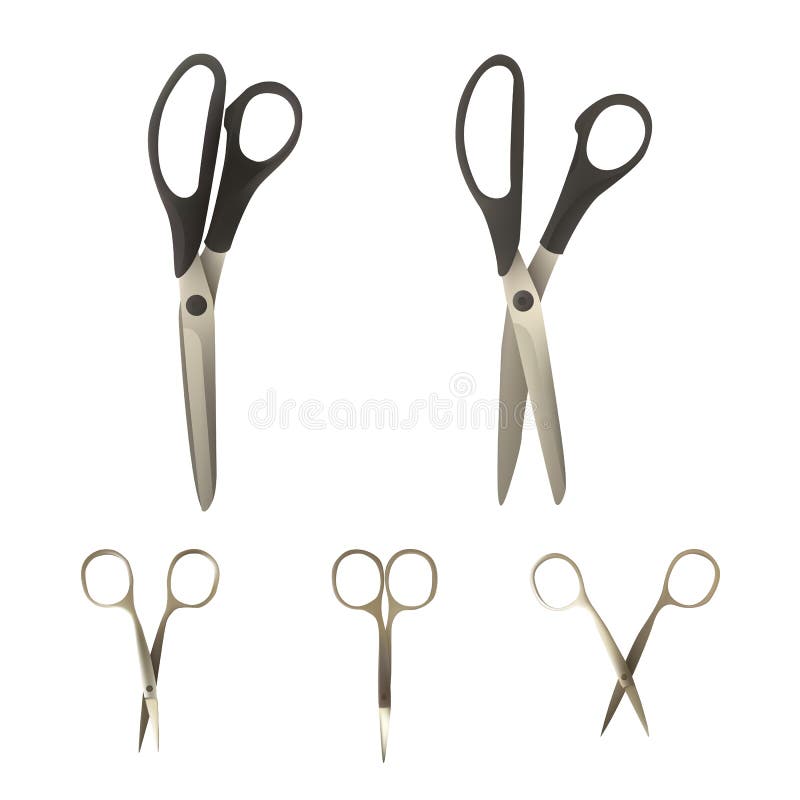 A Set of Scissors of Different Types. Stock Vector - Illustration of ...