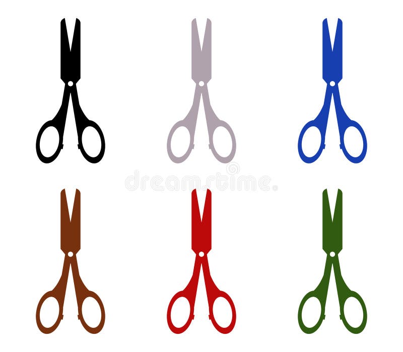 Set of Scissors Illustrated Stock Illustration - Illustration of icons ...