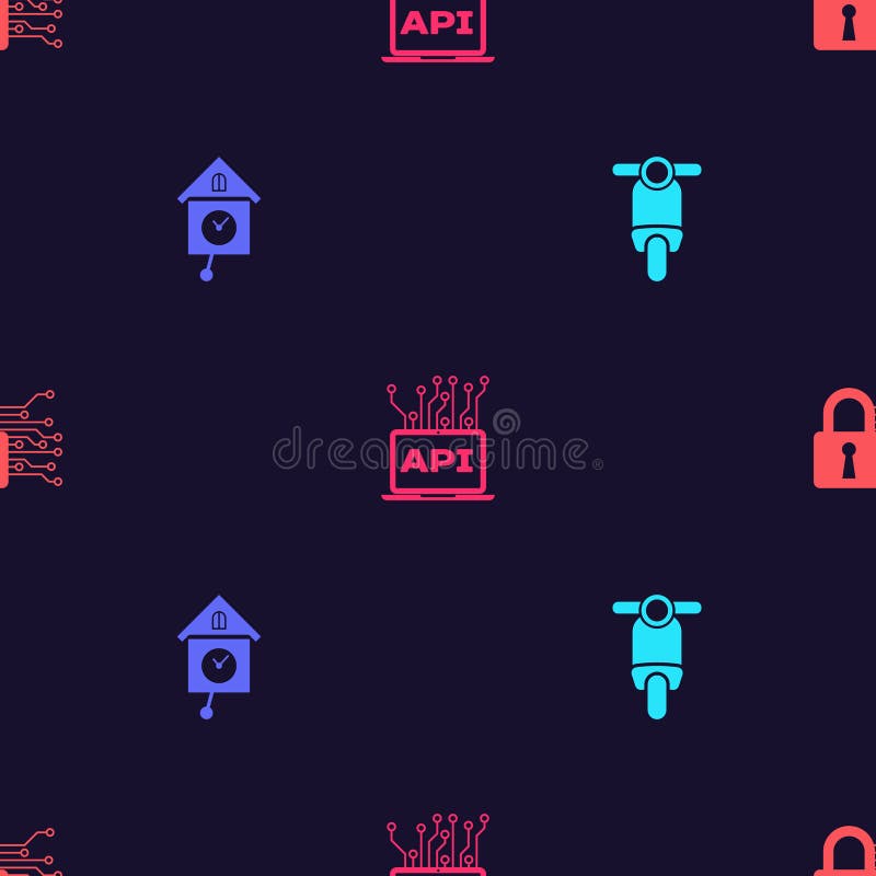 Set Scooter, Retro Wall Watch, Computer Api Interface and Cyber ... Set Scooter, Retro Wall Watch, Computer Api Interface and Cyber ...