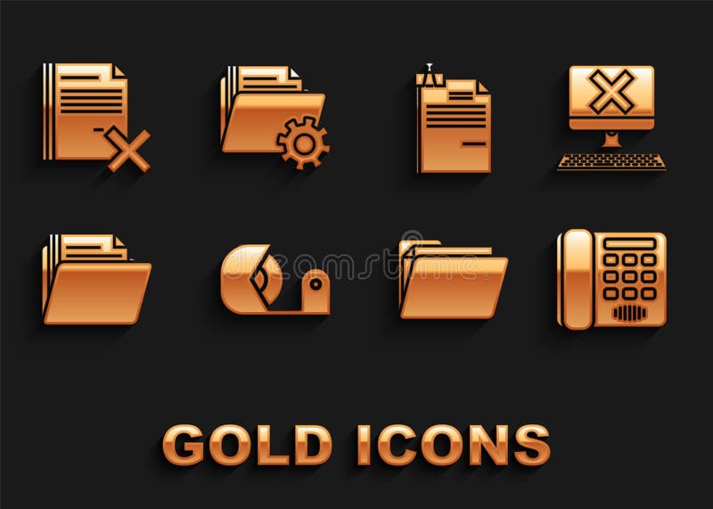 Set Scotch, Computer with Keyboard and X Mark, Telephone, Document ... Set Scotch, Computer with Keyboard and X Mark, Telephone, Document ...