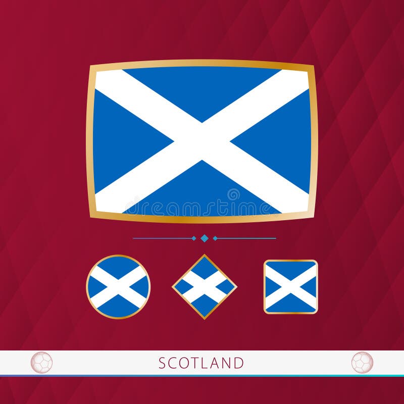 Set of Scotland Flags with Gold Frame for Use at Sporting Events on a ...