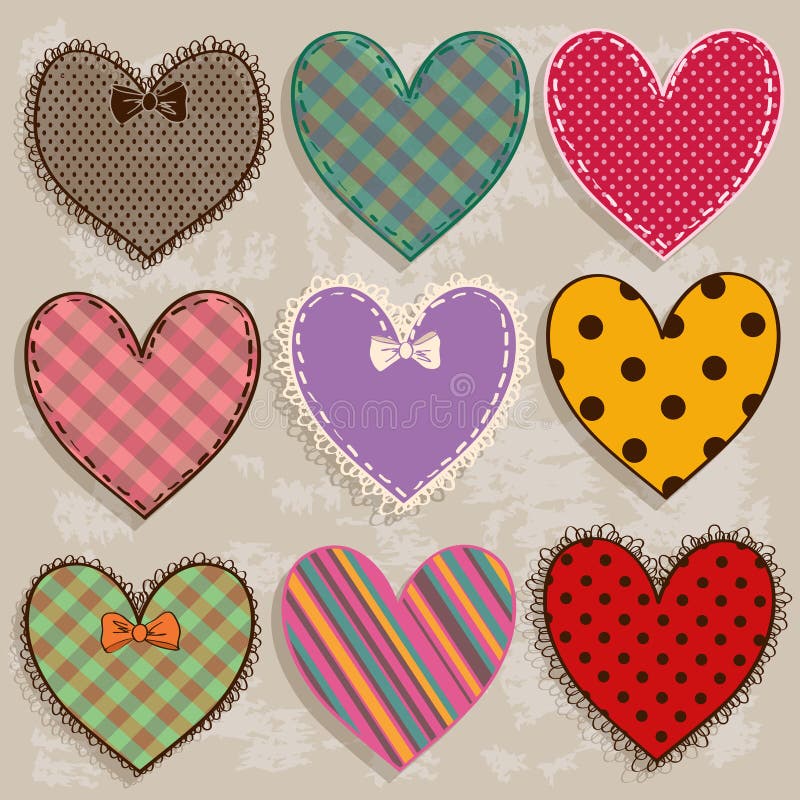 Set of Scrapbook Heart Icons Stock Vector - Illustration of love, blue ...