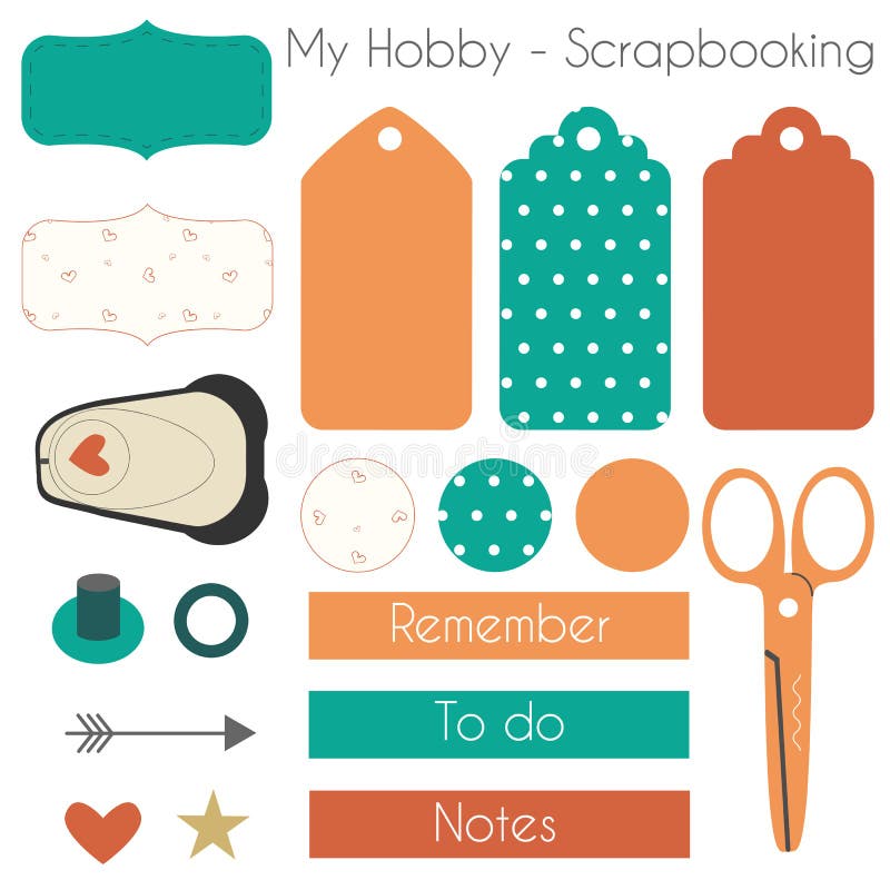 Set of Scrapbooking Materials with Planner Elements Stock Vector ...