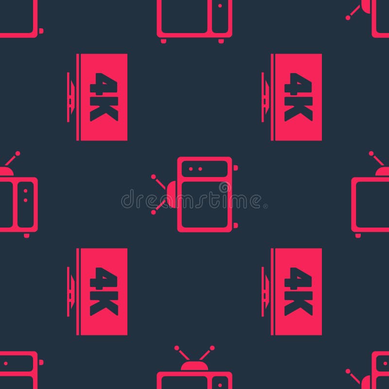Set Screen Tv with 4k and Retro Tv on Seamless Pattern. Vector Stock ...