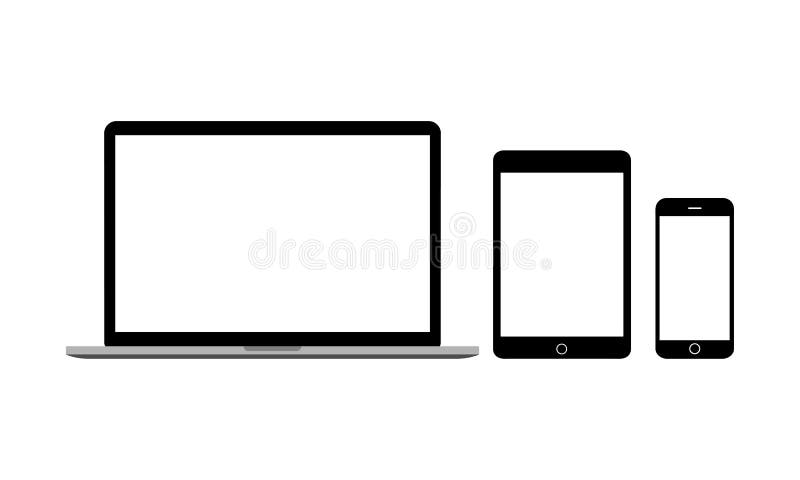 Set of Screens for Mobile Devices. Laptop Tablet and Smartphone. Vector ...