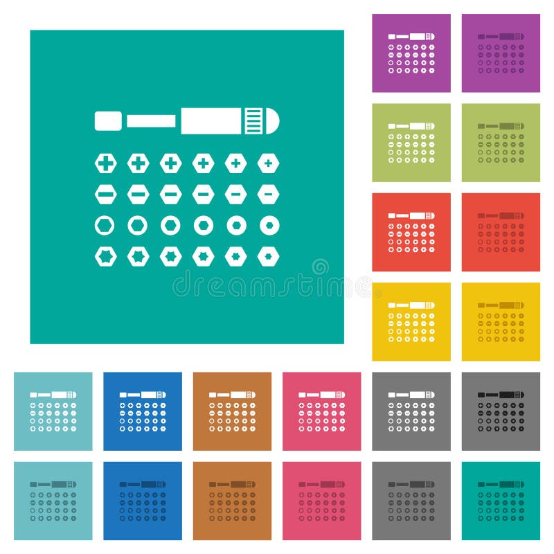 Set of Screwdriver Bits Square Flat Multi Colored Icons Stock Vector ...
