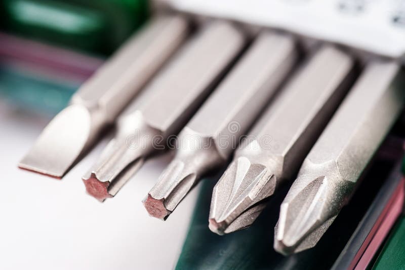 A set of screwdriver bits stock image. Image of metal - 65490231