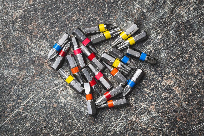 Set of Screwdriver Bits. Various Types of Screwdriver Heads Stock Image ...