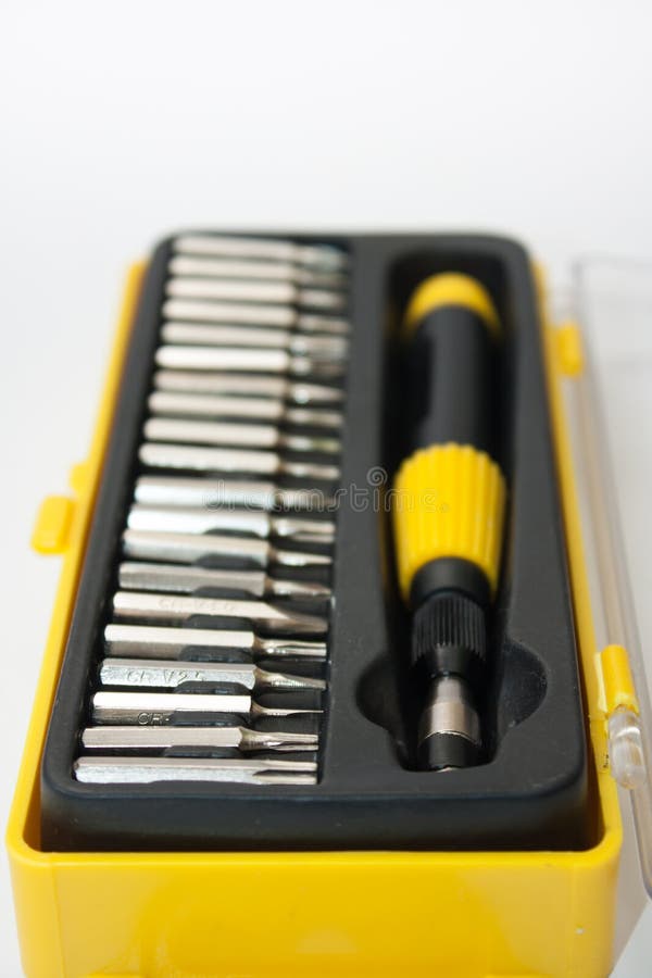 Set a Screwdriver in Black and Yellow Box Stock Photo - Image of repair ...