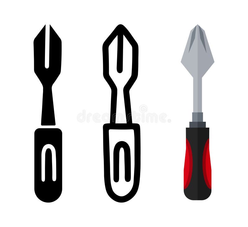 Set of Screwdriver Cartoon Doodle, Vector, Illustration. Stock Vector ...
