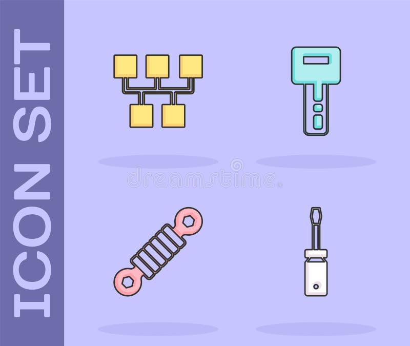 Set Screwdriver, Gear Shifter, Shock Absorber and Car Key with Remote ...