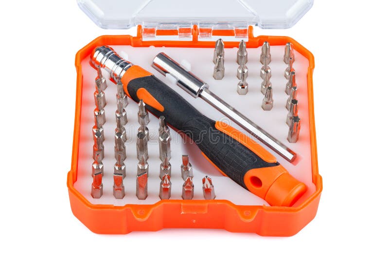 Set of Screwdriver Head and Metal Screwdriver with Rubber Handle in ...