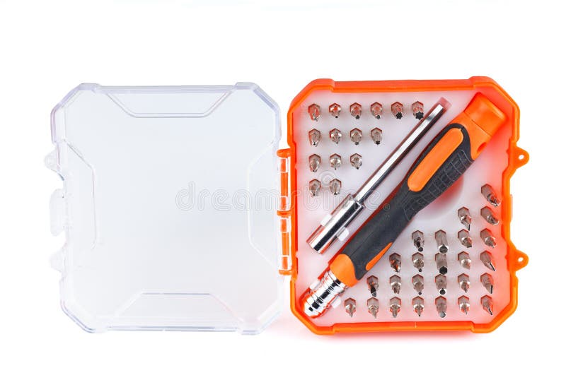 Set of Screwdriver Head and Metal Screwdriver with Rubber Handle in ...