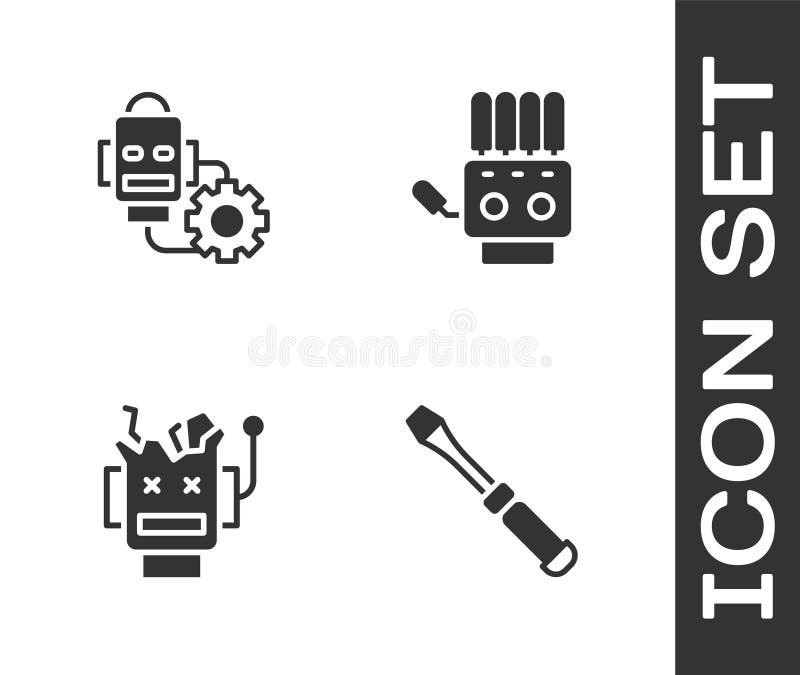 Set Screwdriver, Robot Setting, Broken Robot and Mechanical Hand Icon ... Set Screwdriver, Robot Setting, Broken Robot and Mechanical Hand Icon ...