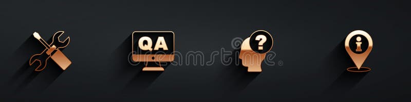 Set Screwdriver and Wrench Spanner, Question Answer, Head with Question ...