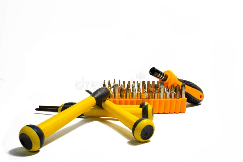 A Set of Screwdrivers and Universal Screwdriver Stock Image - Image of ...