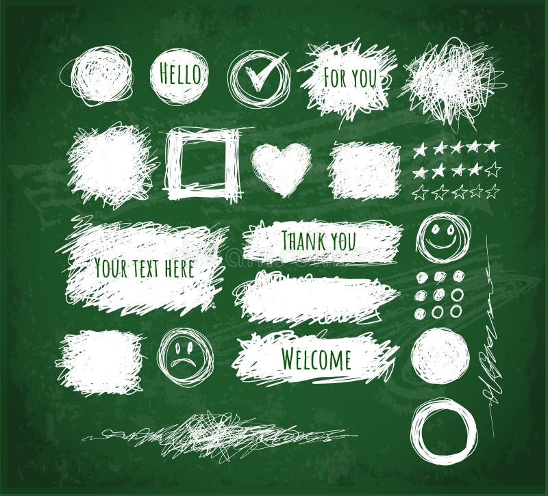Set of Scribble Elements with Place for Your Text on Blackboard ...