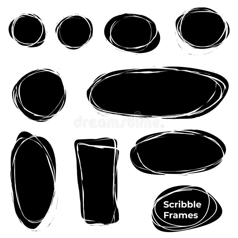 Set of Scribble Frame in Vector Stock Vector - Illustration of lines ...