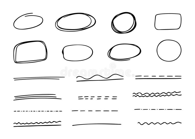 Set of Scribble Lines and Frames Different Shapes Stock Vector ...