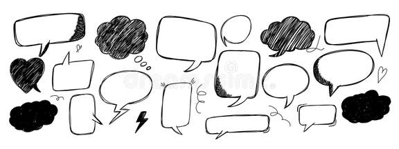 Set of Scribble Sound Bubble Speech. Pen Paint Element. Stock Vector ...