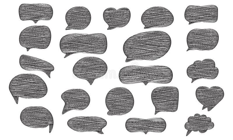 Set of Scribble Speech Bubble Text, Chatting Box, Message Box Design ...