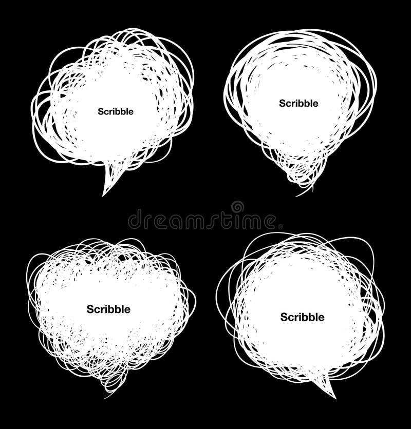 Scribble Speech and Thought Bubbles in Chalk Stock Vector - Illustration of blackboard, cartoon ...