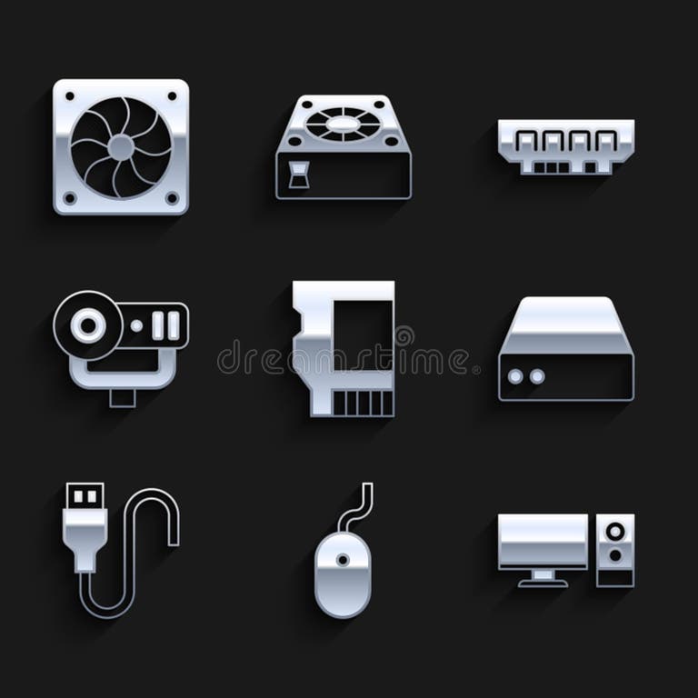 Set SD Card, Computer Mouse, Monitor, Server, Data, Web Hosting, USB ...