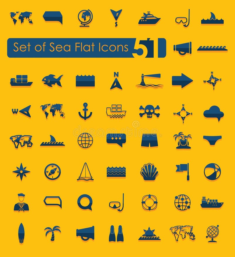 Set of sea icons stock vector. Illustration of pictogram - 50819373