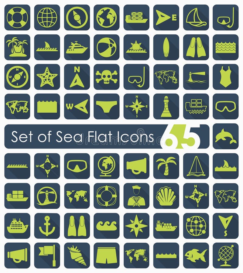 Set of sea icons stock vector. Illustration of frame - 78778378