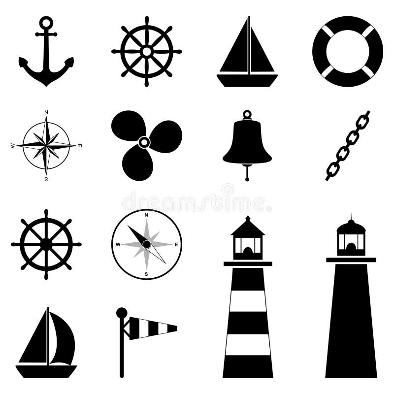 Set of Sea Icons, Illustration Stock Vector - Illustration of sign ...