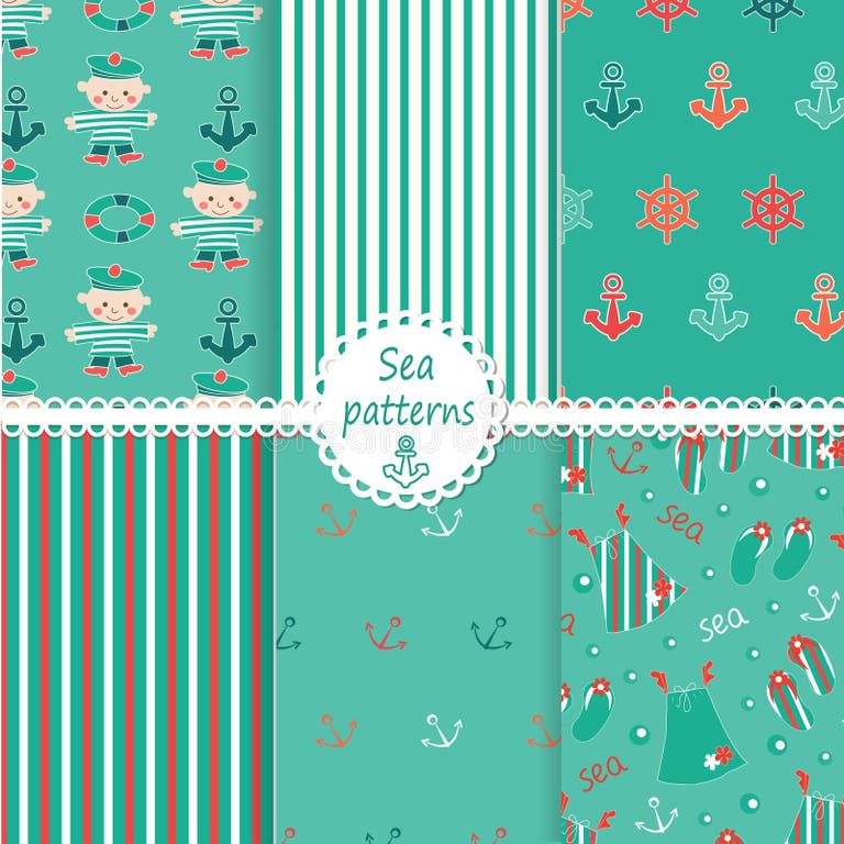 Set of sea patterns stock vector. Illustration of wheel - 35889008