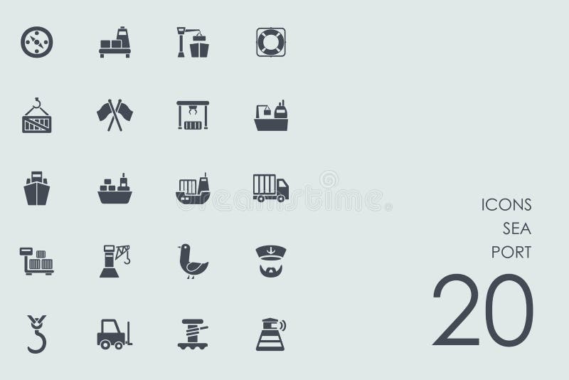 Set of sea port icons stock vector. Illustration of export - 81877800